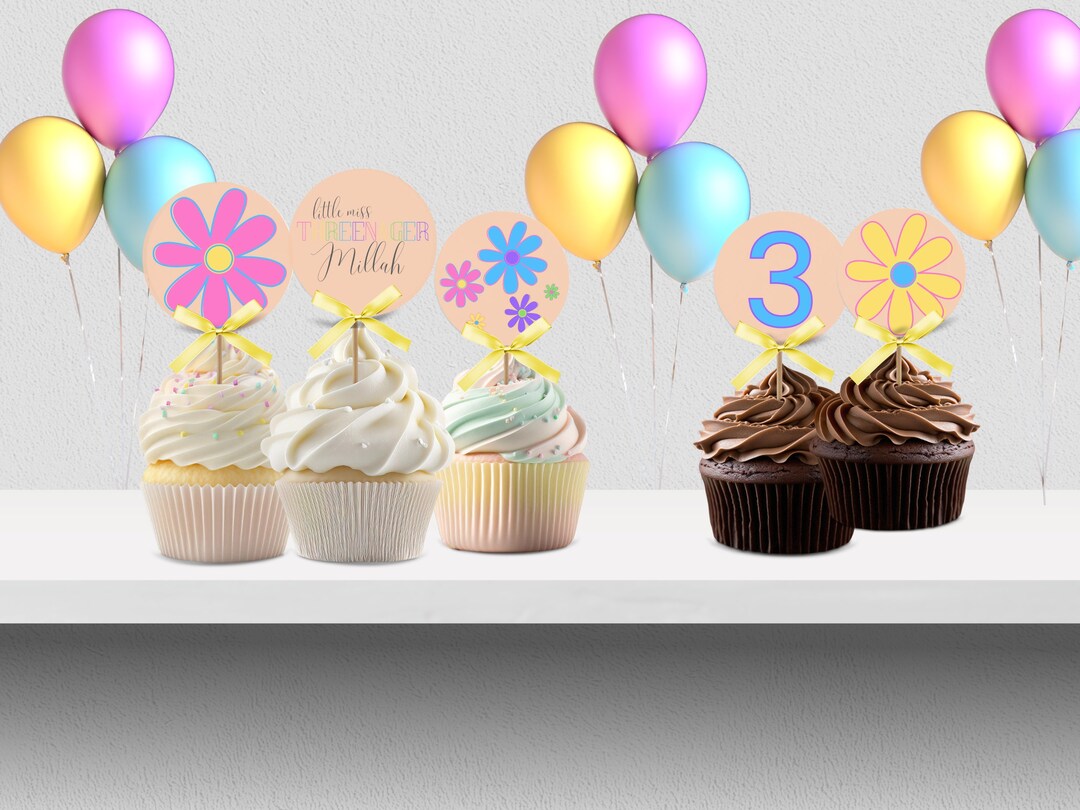 Cupcake Topper, Threenager Cupcake Topper, Daisy Cupcake Topper ...
