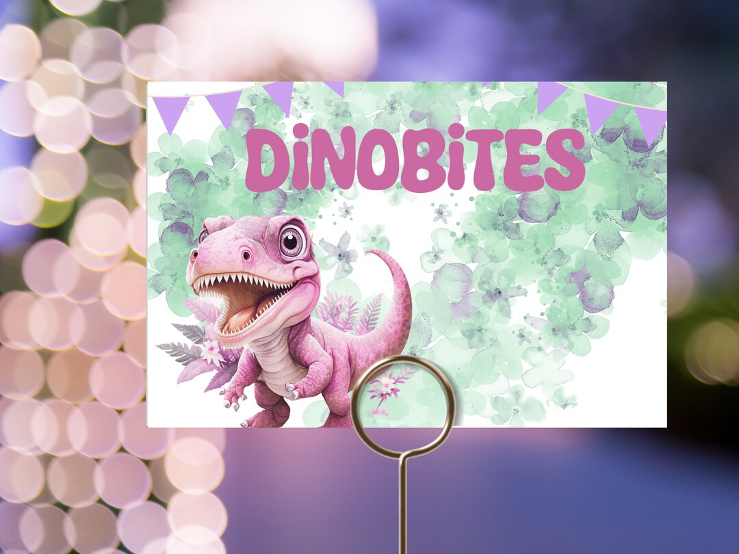Editable Table Signs, Purple Dinosaur Party, Party Signs, Editable ...