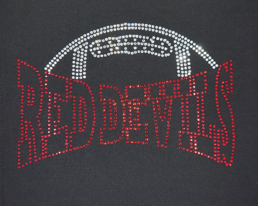 Red Devils Football Rhinestone Bling Tee, Sparkly Game Day Shirt ...