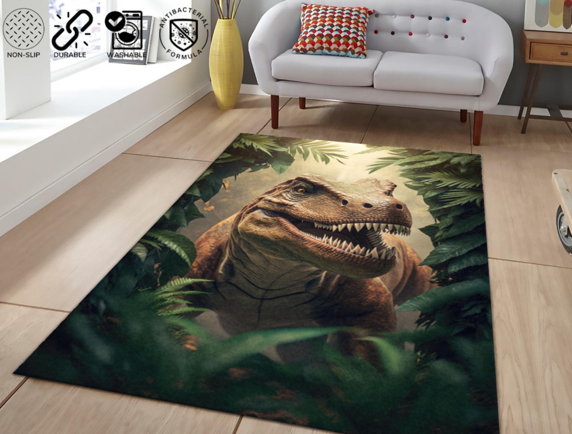 Dino Rug,art Deco Dinosaur Rug, Dinosaur Nursery Decor, Kid's Room Rug ...