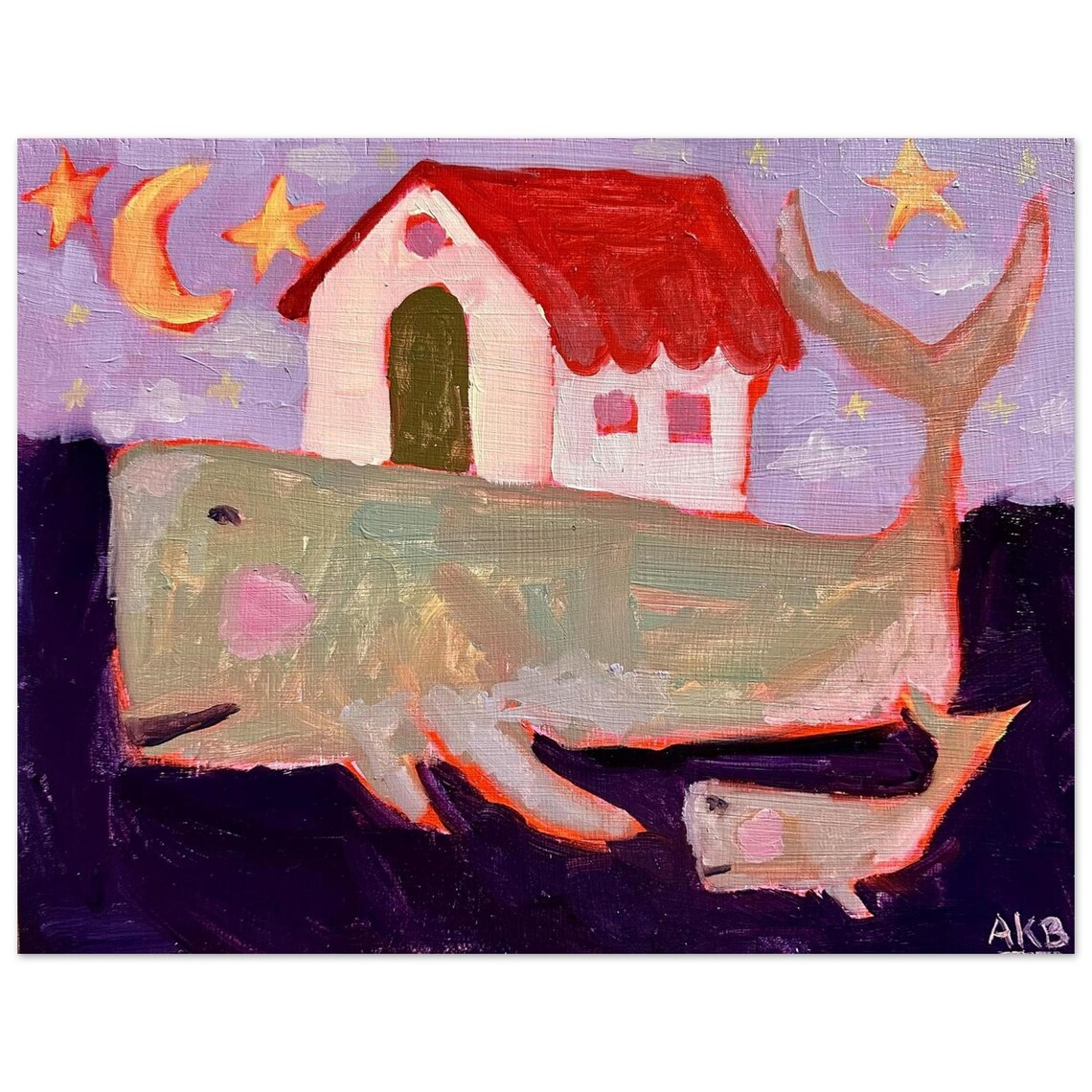 Fine Art Print, 'you Feel Like Home', Whimsical Artwork, Whale, House ...