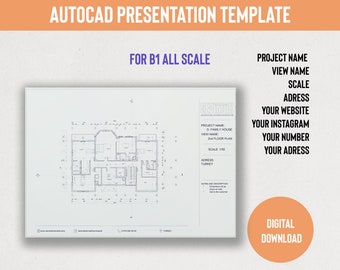 Autocad Template, Autocad Presentation Template, Include Instgram ...