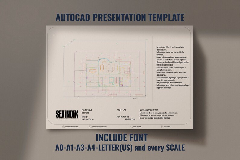 Autocad Template, Autocad Presentation Template, Include Instgram ...