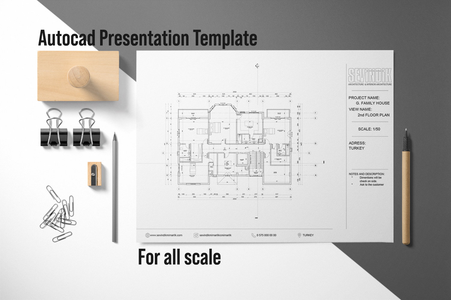 Autocad Template, Autocad Presentation Template, Include Instgram ...