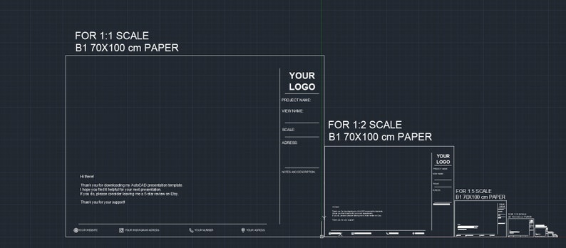Autocad Template, Autocad Presentation Template, Include Instgram ...