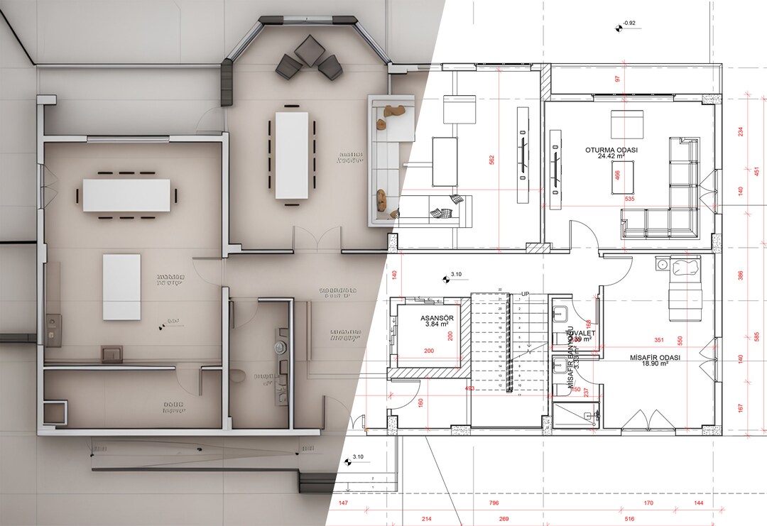 Detailing Architectural 3D Plan Top View With AI, House Plan ...