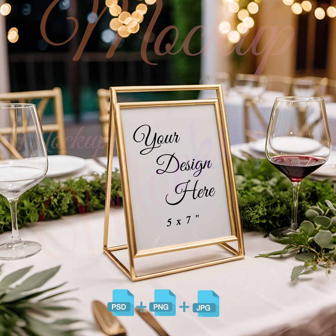 Wedding Table Welcome & Number Mockup, Psd Smart Object Mockup, Wedding ...