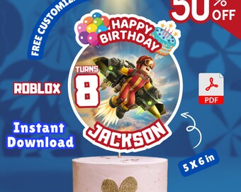 Birthday Cake Topper Kids, Printable Birthday Cake Topper, Roblox, Boy ...