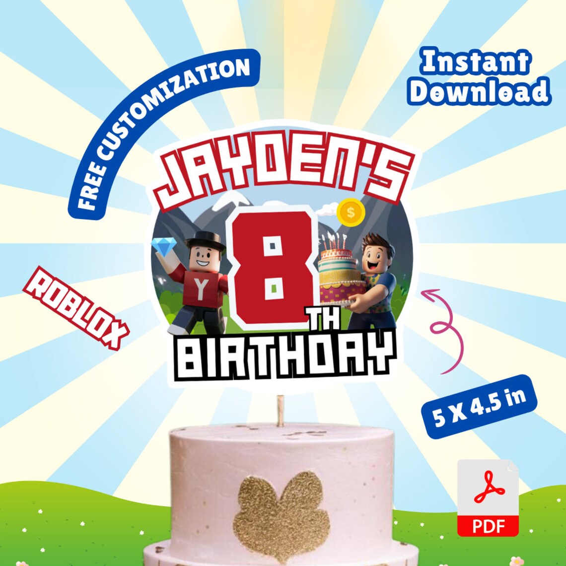 Birthday Cake Topper Kids, Kids Cake Topper, Printable Birthday Cake ...