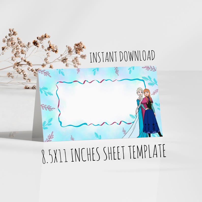 Frozen Party Food Label, Frozen Party Template, Frozen Place Cards ...