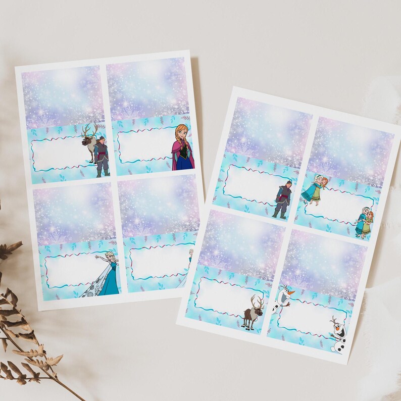 Frozen Party Food Label, Frozen Party Template, Frozen Place Cards ...