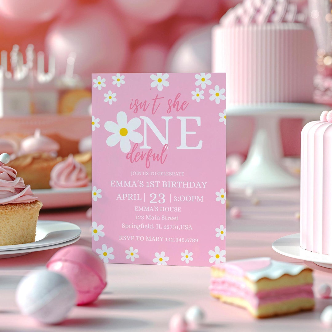 Daisy Birthday Invitation, Flower 1st Birthday Invite, Daisy Invitation ...