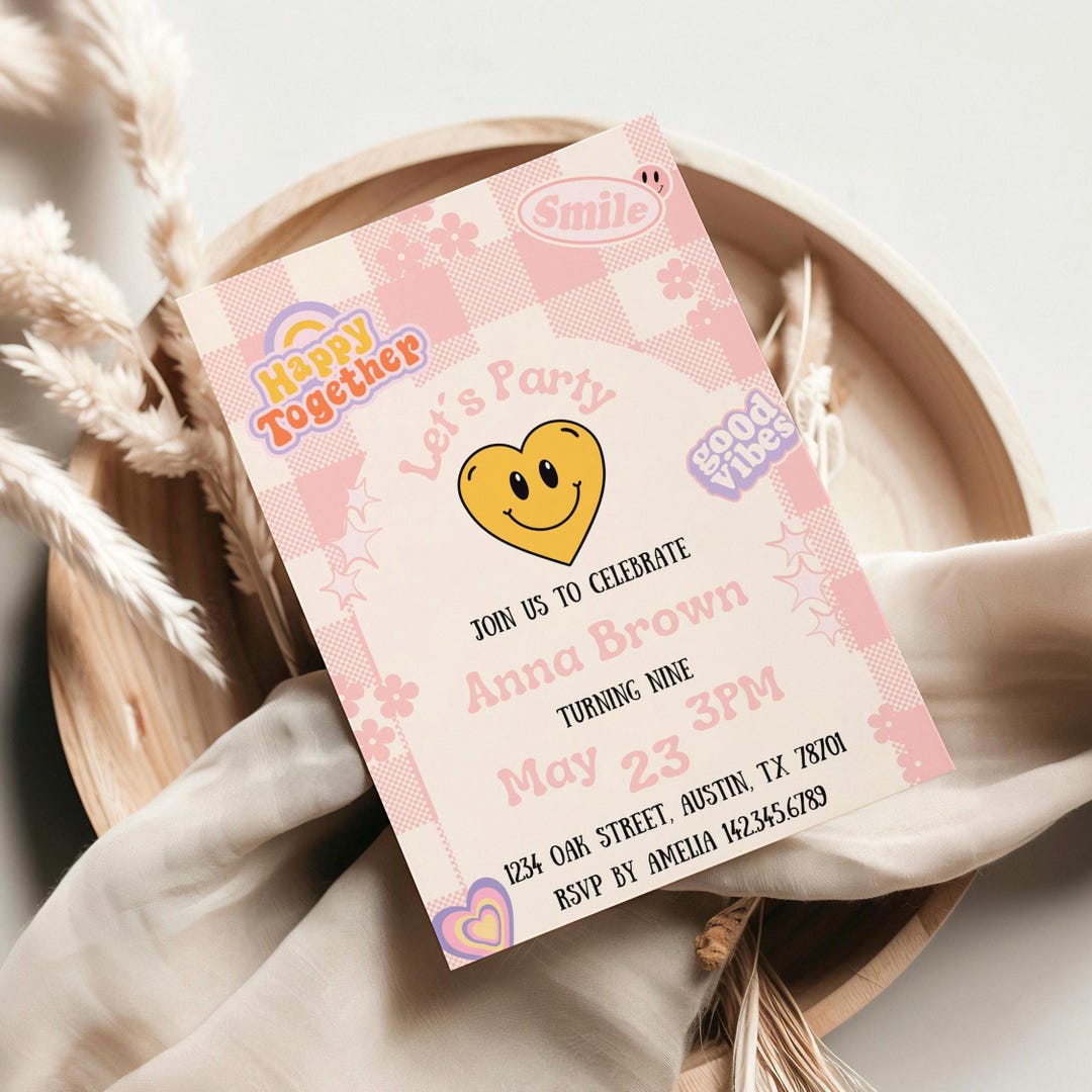 Editable Smiley Face Invite, Smiley Face Birthday, Emoji Invitation ...