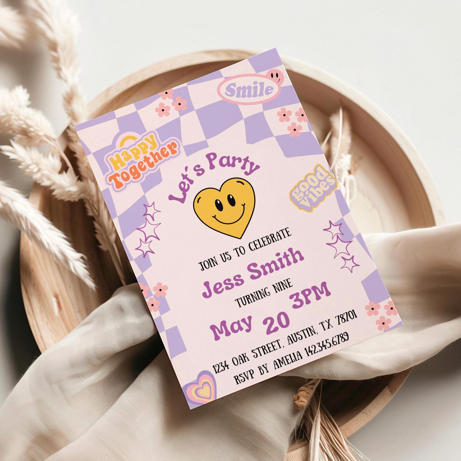 Editable Smiley Face Invite, Smiley Face Birthday, Emoji Invitation ...