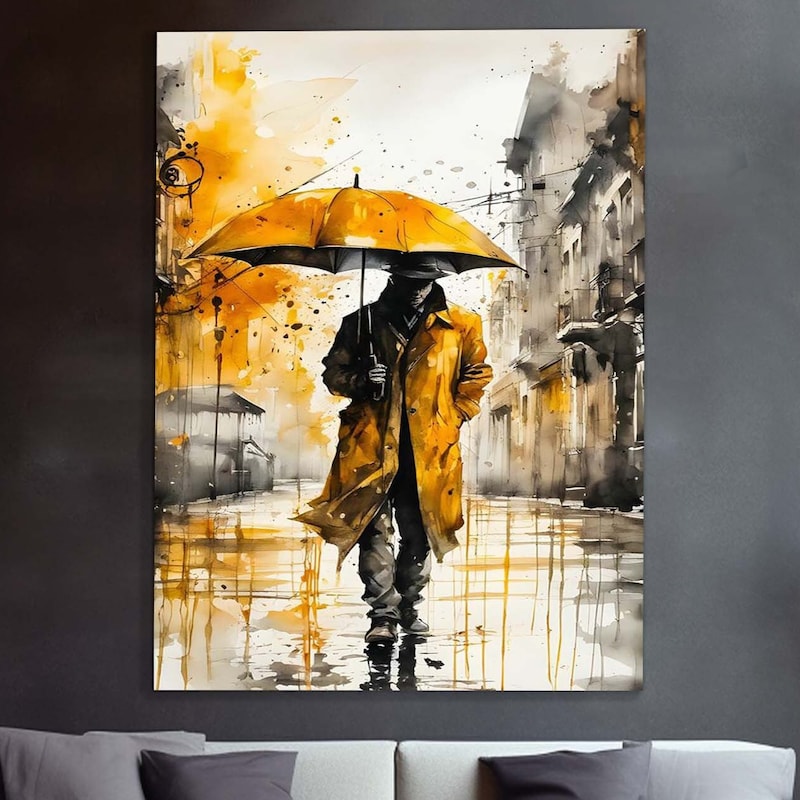 Umbrella Man Glass Wall - Etsy