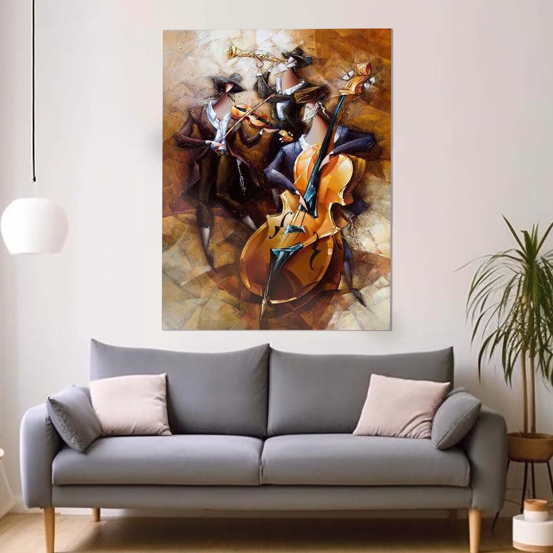 Musical Instruments Violin Tempered Glass, Large Wall Art Decor, Wall ...