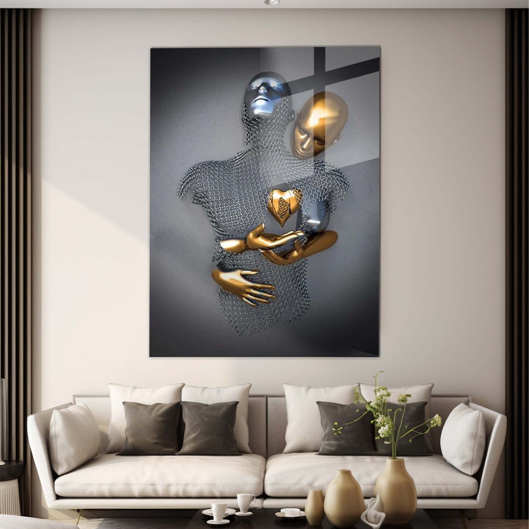 Glass Wall Art, Metallic Love Wall Art, Tempered Glass Wall Art, Wall ...