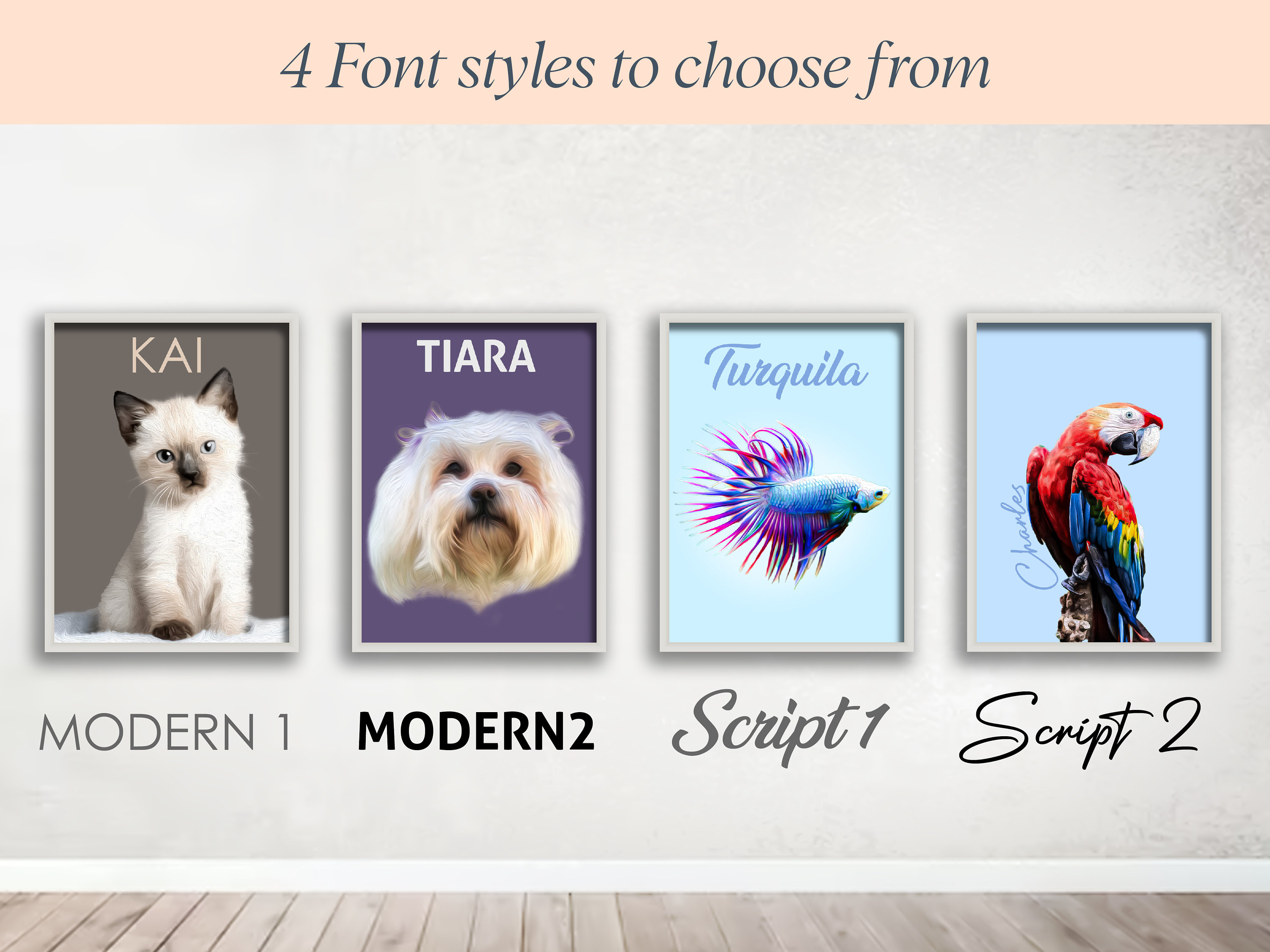 Custom Pet Gift Portrait, Printable Wall Art, Drawn Using Pet Photo ...