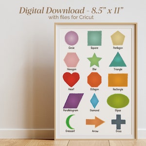 Shapes Flashcards in Different Sizes and Colors, Shapes Poster Included ...