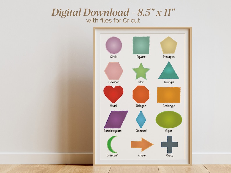 Shapes Flashcards in Different Sizes and Colors, Shapes Poster Included ...