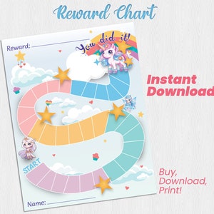 Unicorn Printable Reward Chart Toddler Chart Printable Kids Routine ...