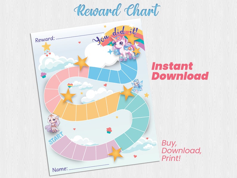 Unicorn Printable Reward Chart | Toddler Chart | Printable Kids Routine ...