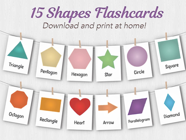 Shapes Flashcards in Different Sizes and Colors, Shapes Poster Included ...