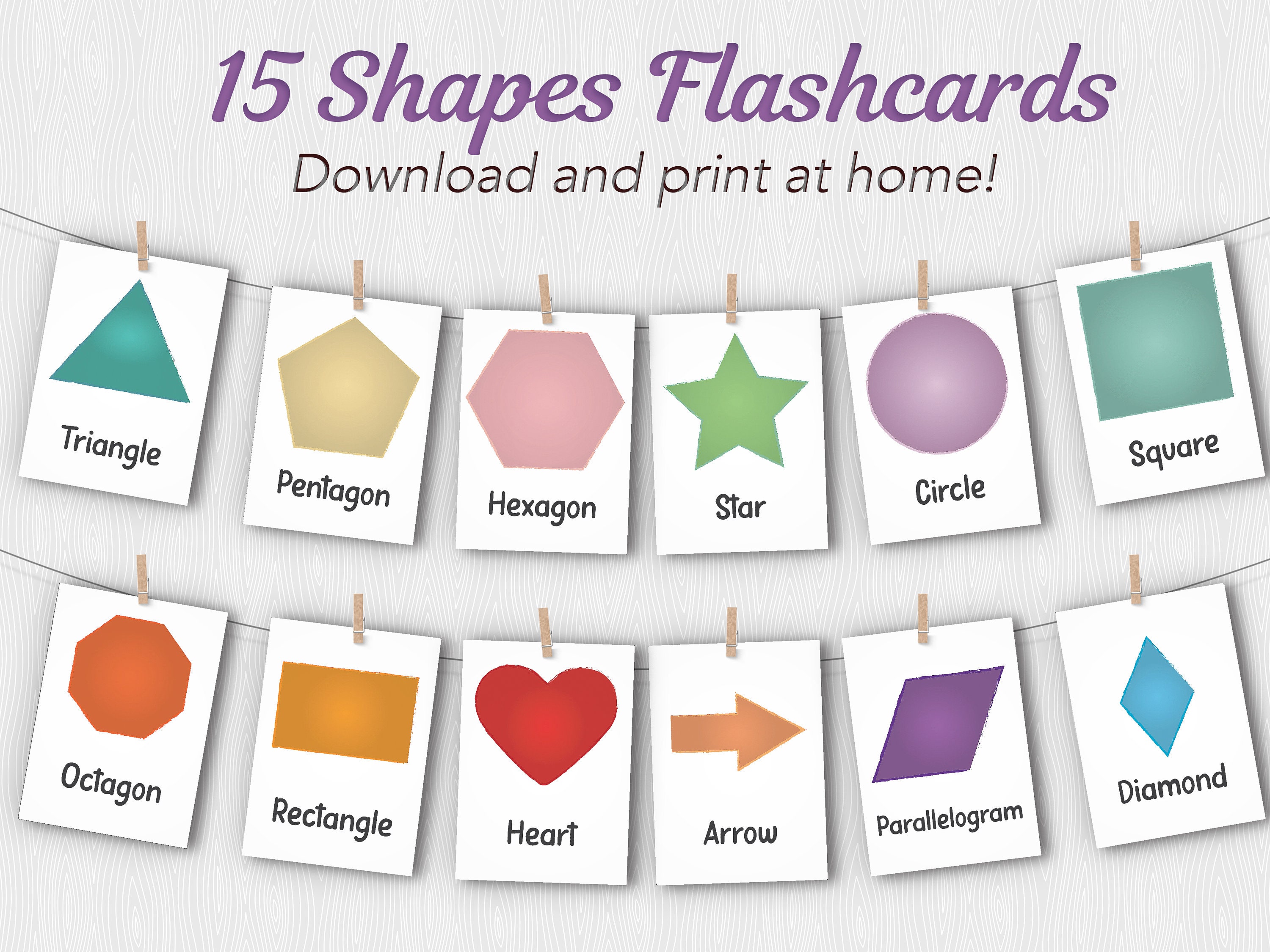 Shapes Flashcards in Different Sizes and Colors, Shapes Poster Included ...