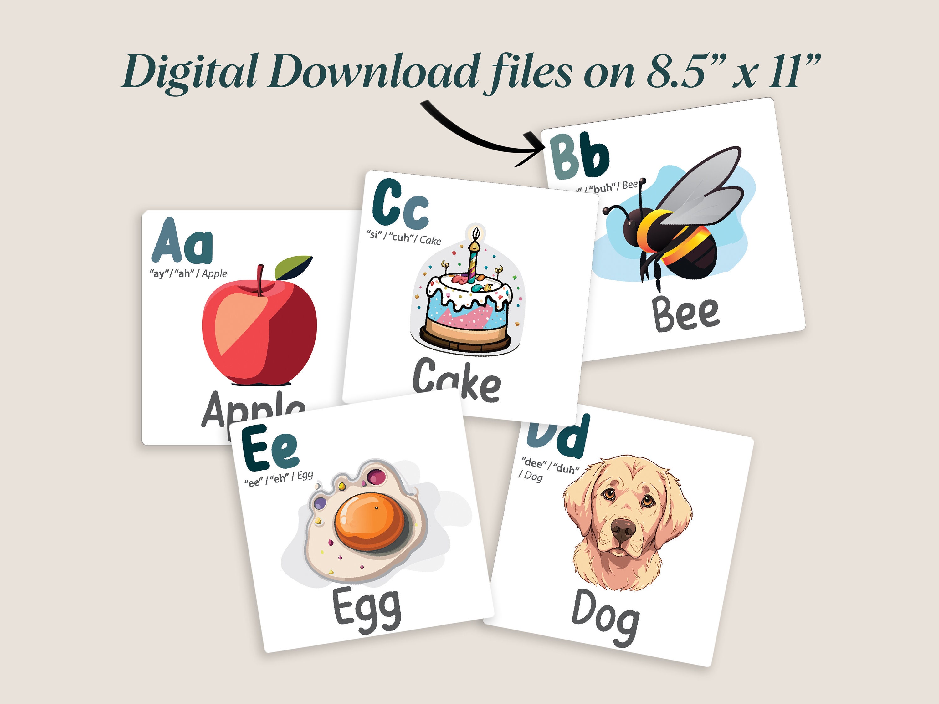 Alphabet Flashcards, Green Alphabet Poster, Montessori Materials, ABC ...