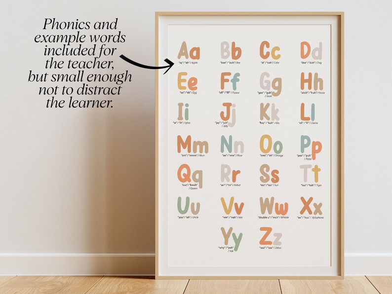 Alphabet Flashcards, Alphabet Poster, Boho Flash Cards, Boho Teacher ...