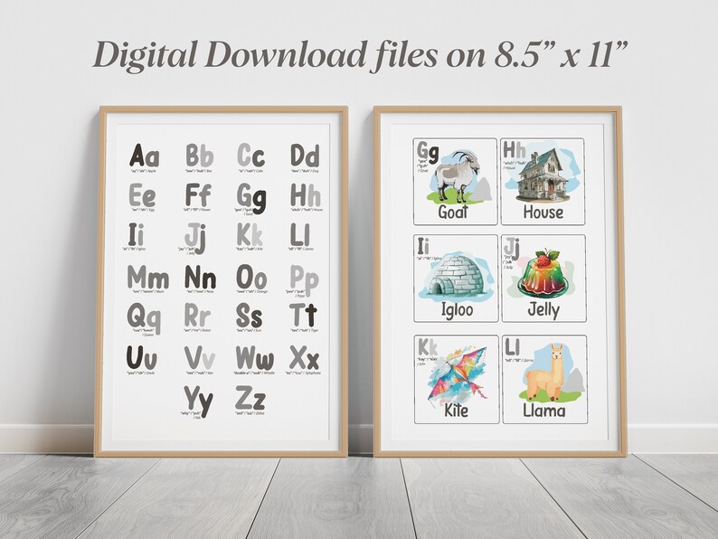Alphabet Flashcards, Alphabet Chart, Grey Alphabet Poster, Montessori ...
