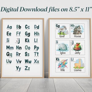 Alphabet Flashcards, Green Alphabet Poster, Montessori Materials, ABC ...