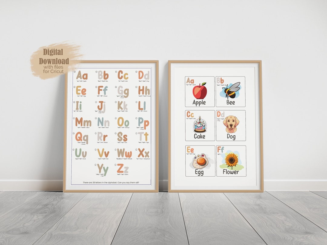 Set of 2 Educational Posters, Bohemian, Boho, Alphabet Poster ...