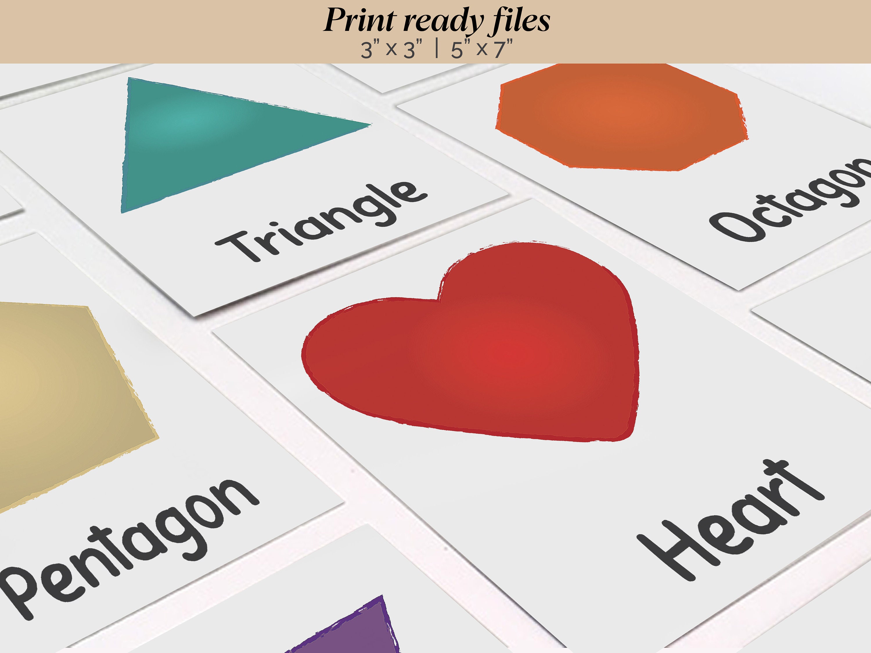 Shapes Flashcards in Different Sizes and Colors, Shapes Poster Included ...