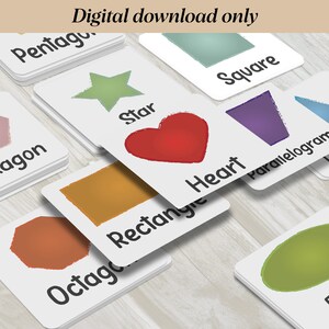 Shapes Flashcards in Different Sizes and Colors, Shapes Poster Included ...
