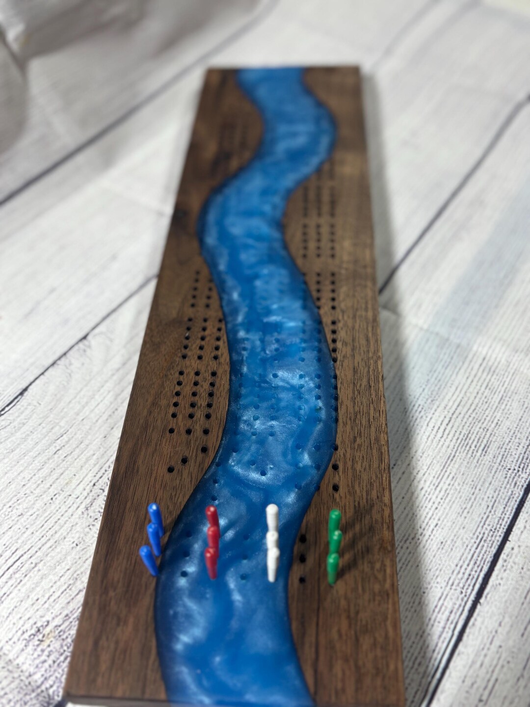 Walnut and Blue Epoxy Resin Cribbage Board - Etsy