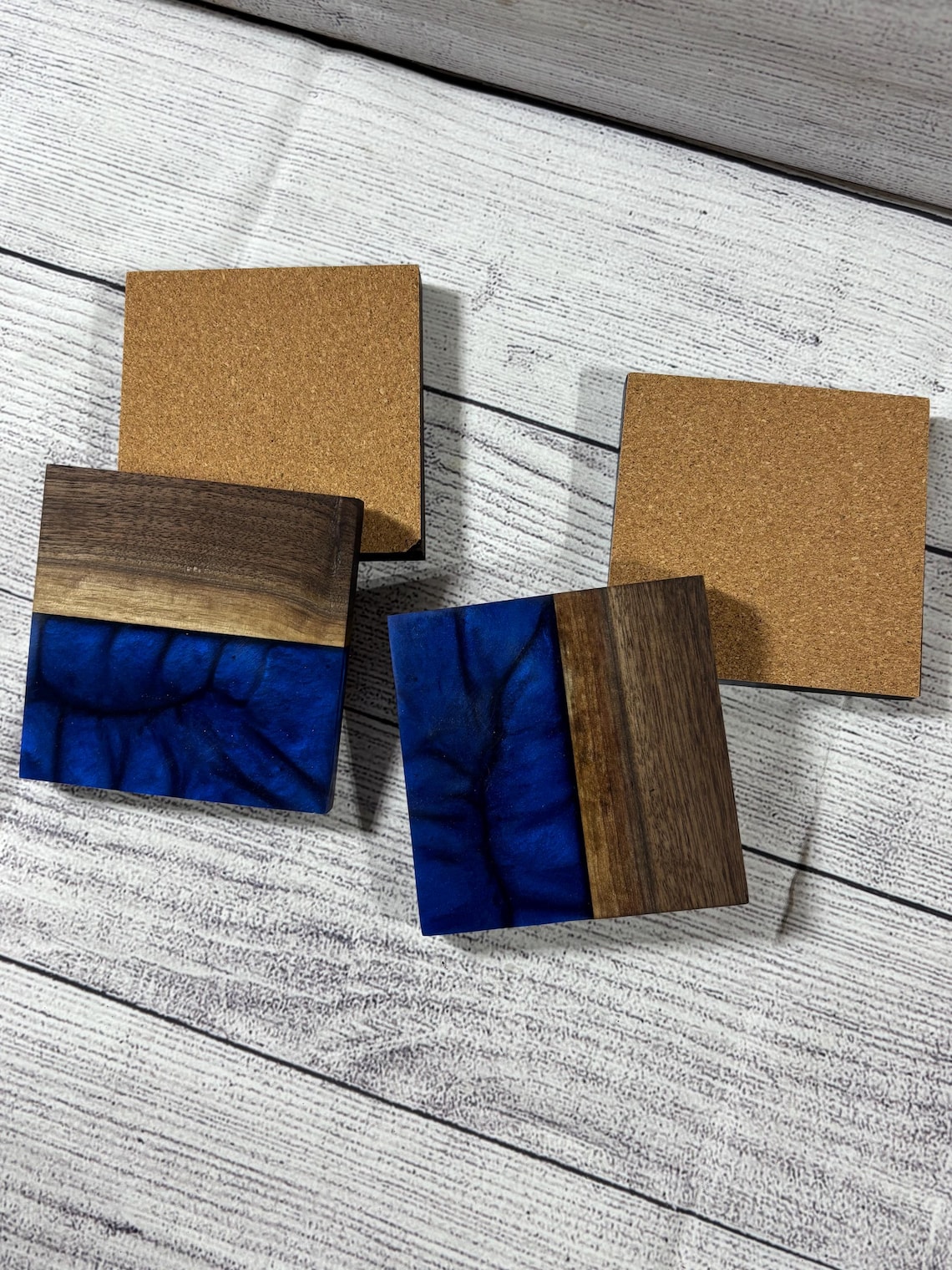 Handmade Epoxy Resin & Wood Drink Coasters – Rustic Modern Home Decor ...