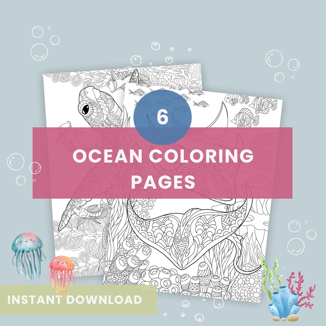 6 Ocean Coloring Pages for Adults | Sea Life Coloring Sheets | Adult ...