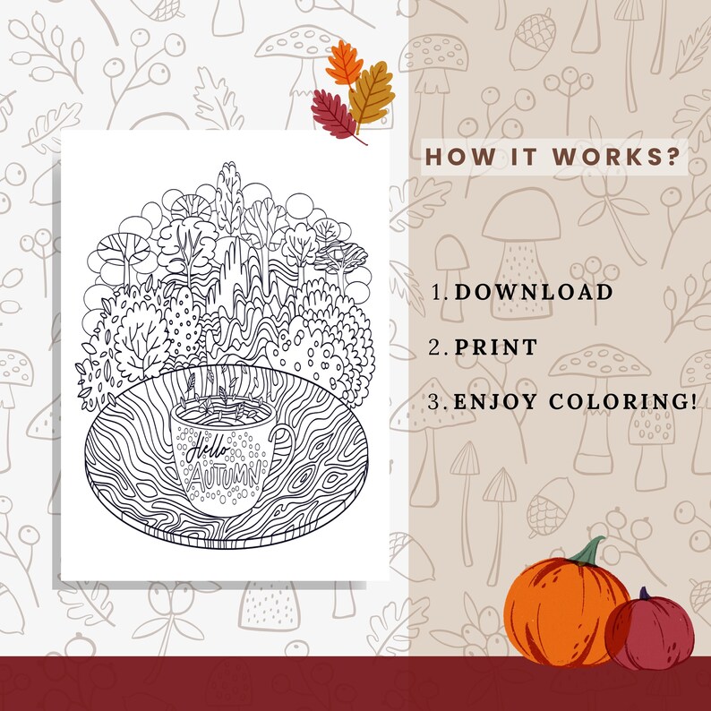 50 Fall Coloring Pages in PDF Printable | Coloring Pages for Adults and ...