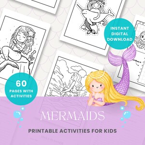 Mermaid Coloring Pages for Kids | 60 Cute Coloring Sheets | Mermaid ...