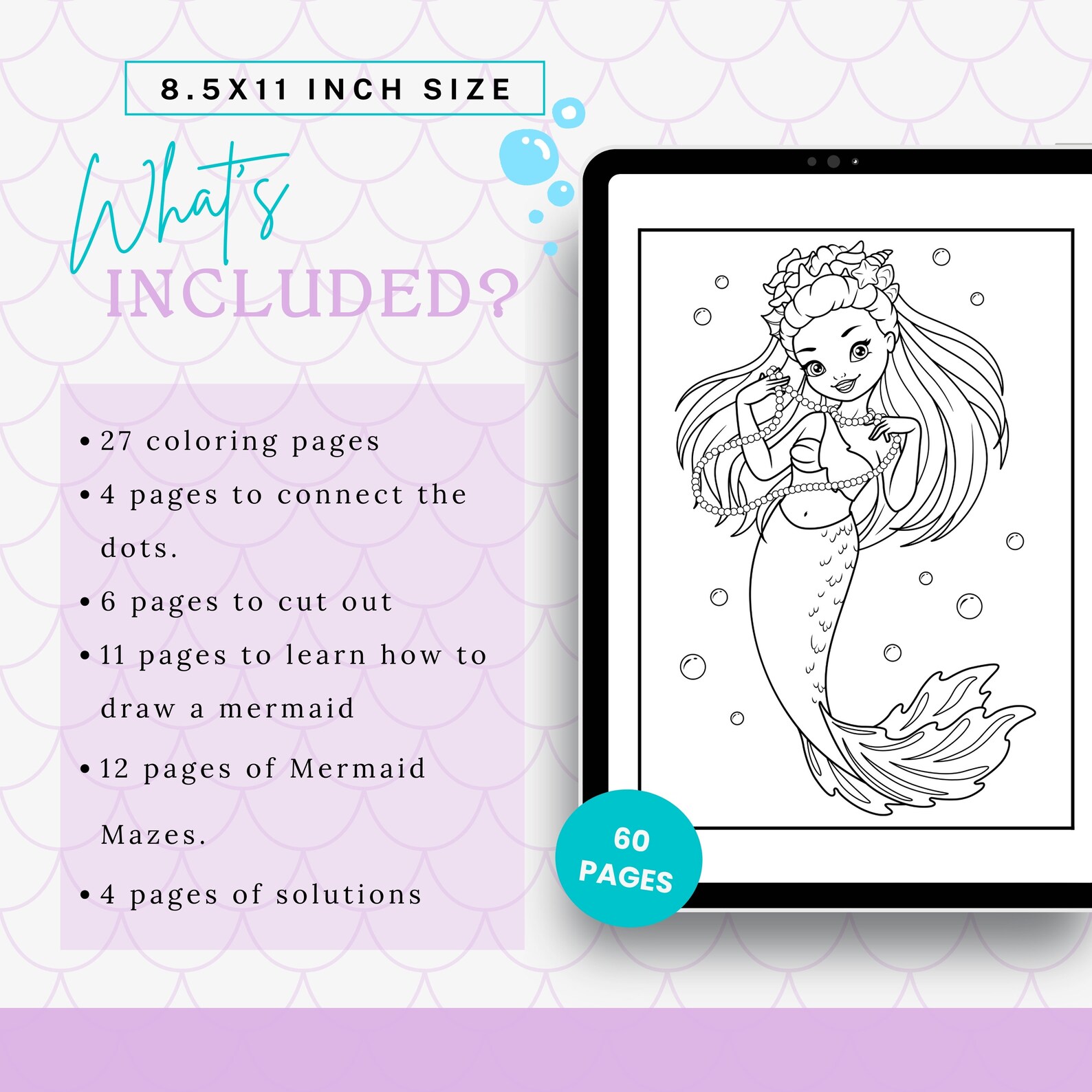 Mermaid Coloring Pages for Kids | 60 Cute Coloring Sheets | Mermaid ...
