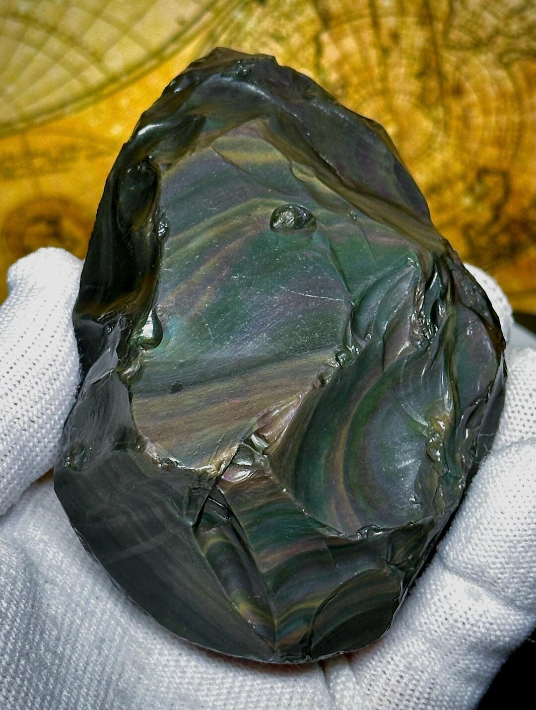 Rare **RAINBOW OBSIDIAN** Teardrop STUNNING Purple and Green Flash! - Etsy