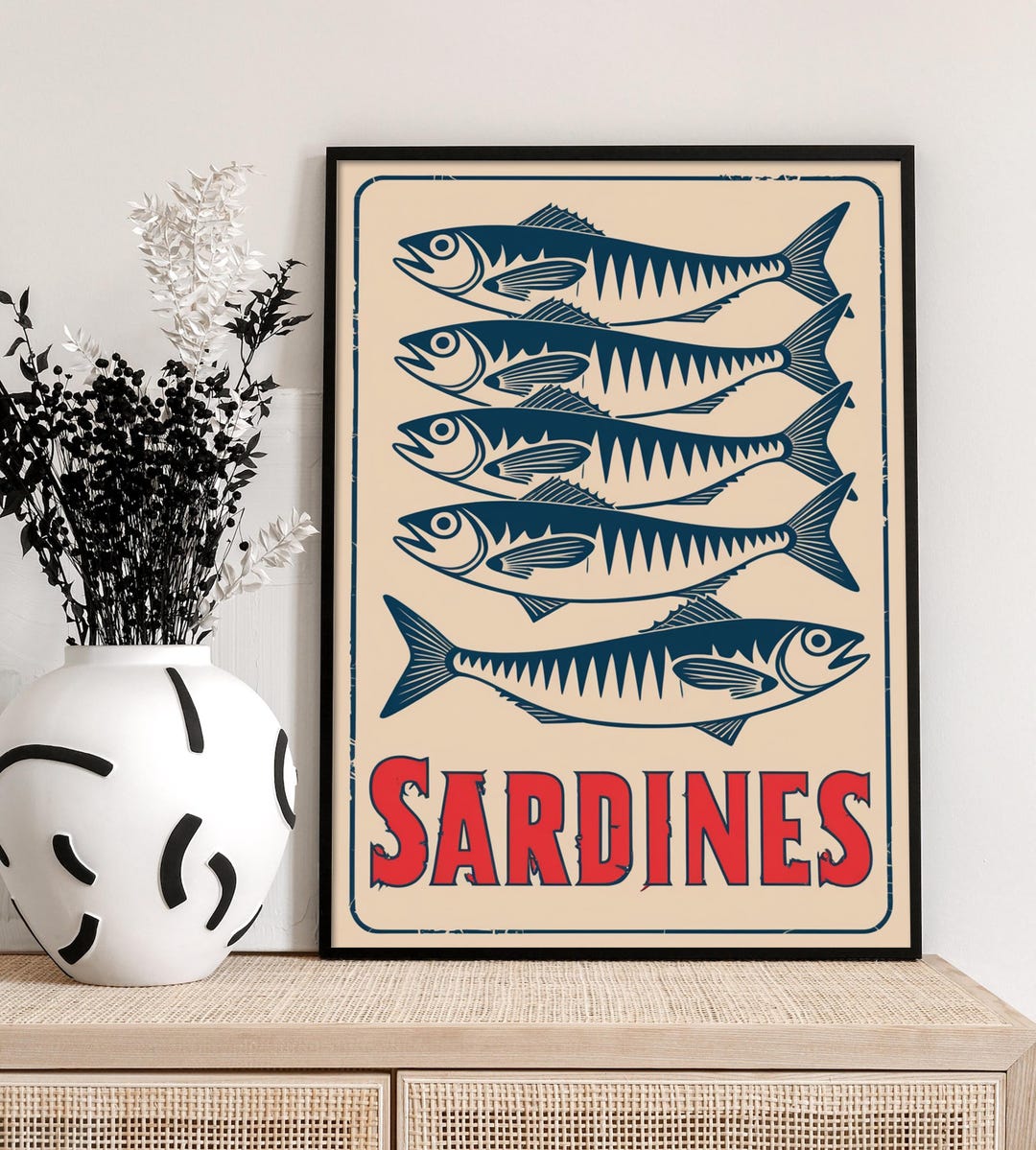 Sardines Poster, Retro Sardines Print, Fish Print, Retro Kitchen Art ...