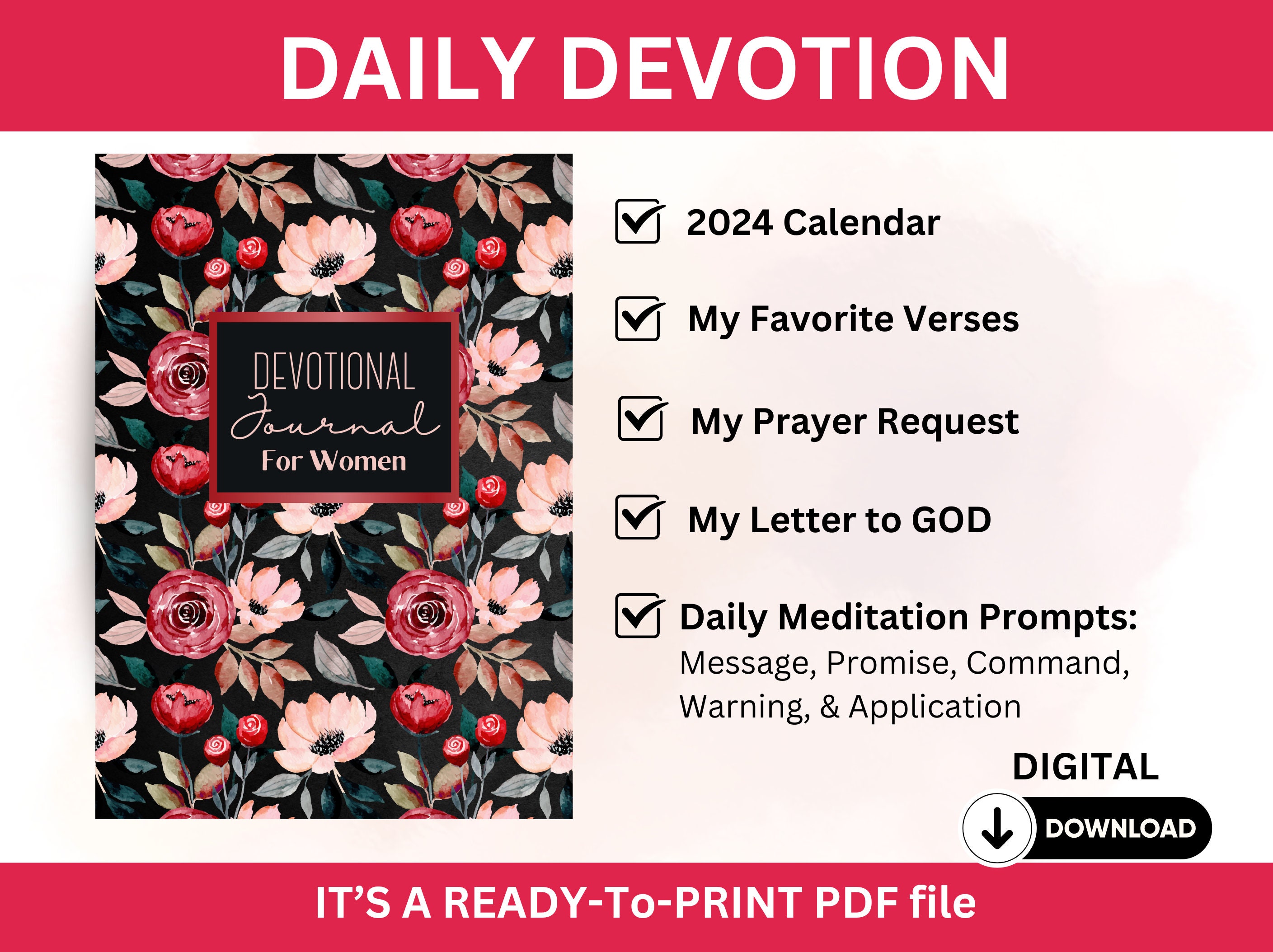 2024 PDF Printable Devotional Journal for Ladies / Women Ready to Print ...