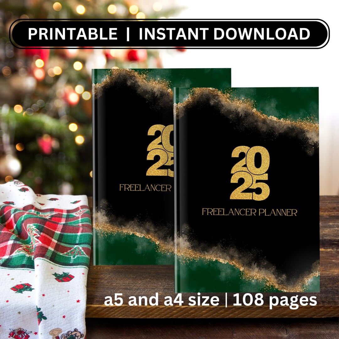 Printable 2025 Freelancer Planner Elegant Emerald Green Download PDF ...