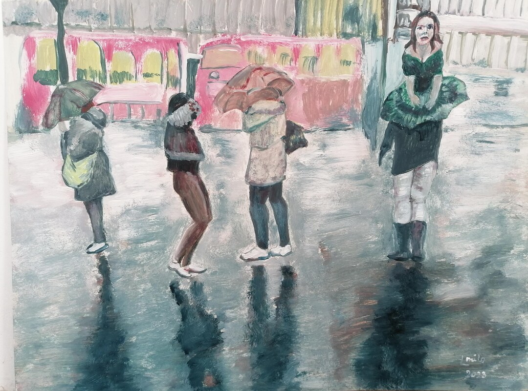 Bus Stop- Original Oil Painting on Paper, Inspired by Marina Abramovic ...