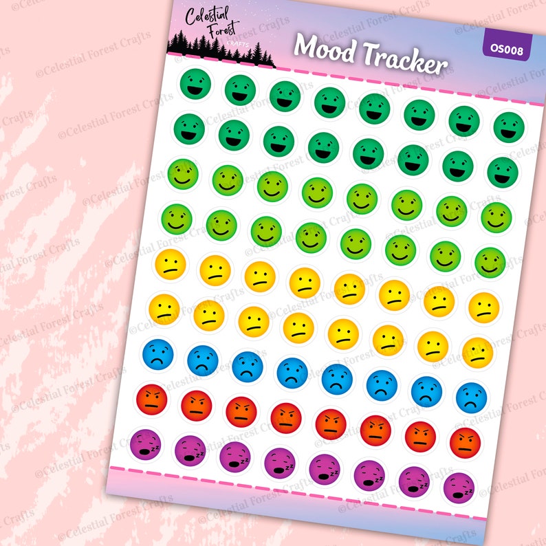 Mood Tracker Matte Sticker Sheet for Use in Planners, Organisers, Notebooks... | Smiley Faces, 6 ...