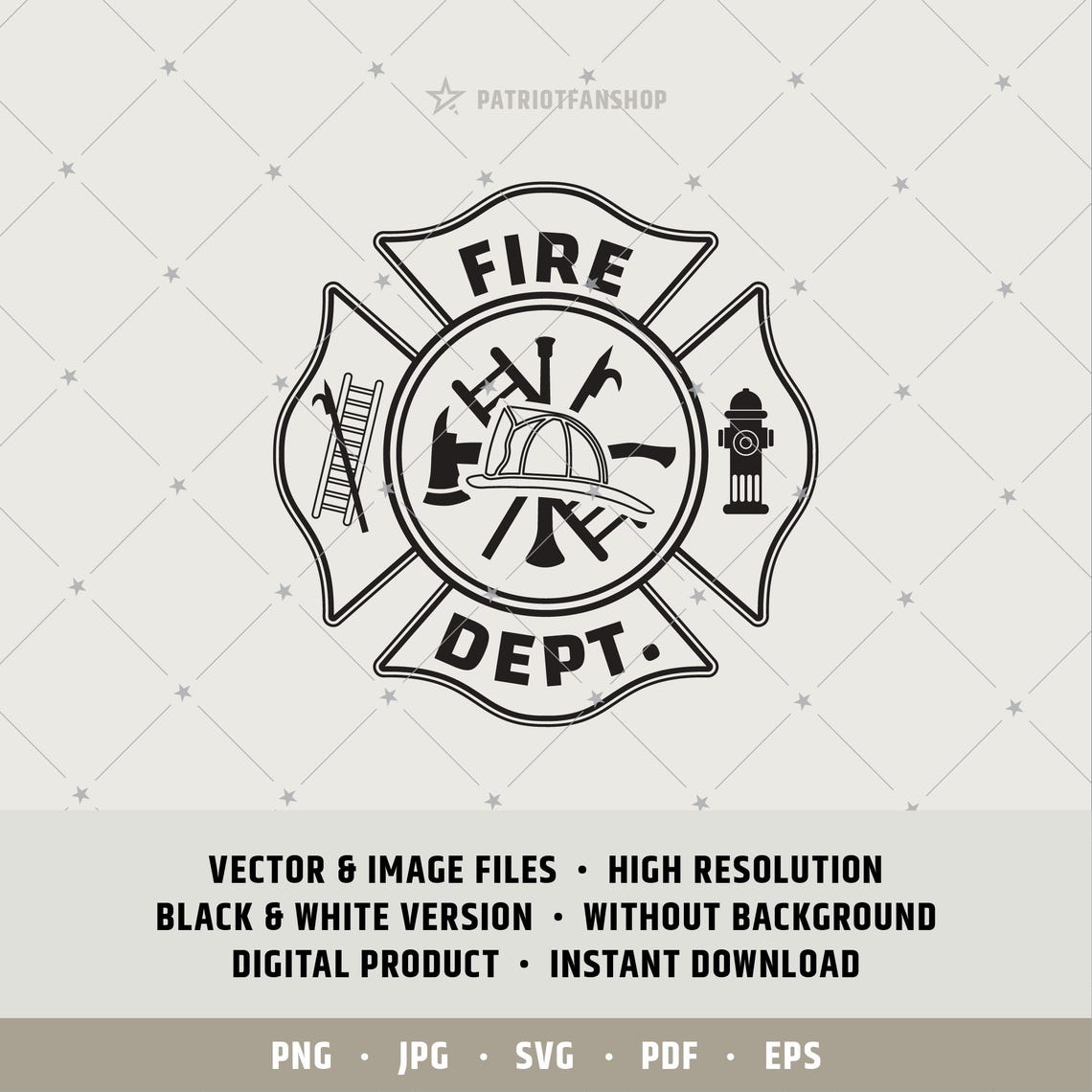 Firefighter SVG Bundle: Fire Dept Badge, Maltese Cross (digital ...