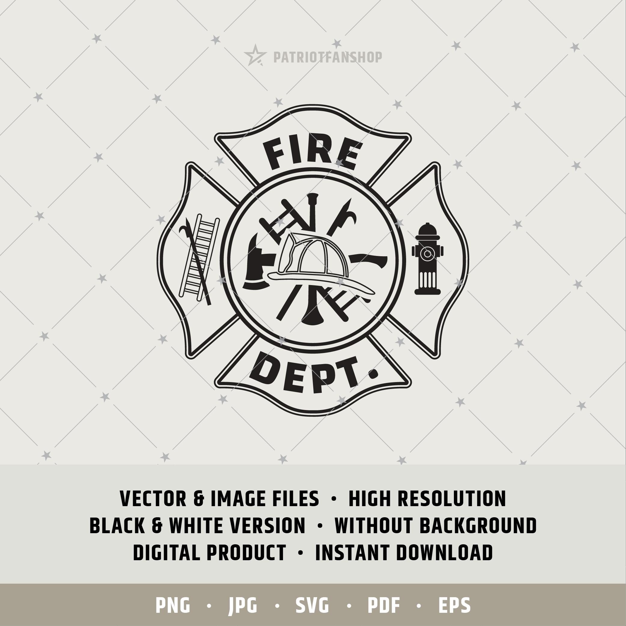 Firefighter SVG Bundle: Fire Dept Badge, Maltese Cross (digital ...