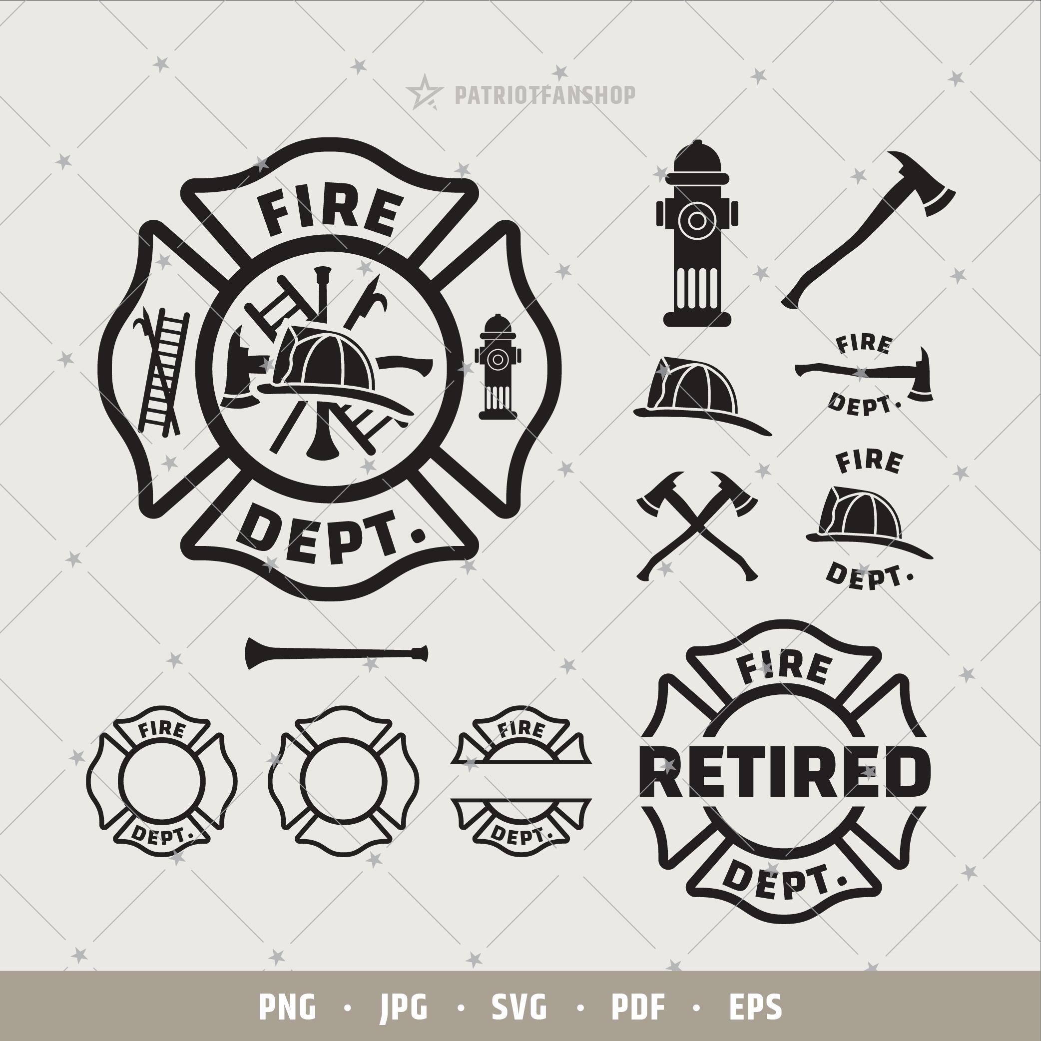 Fire Dept Bundle Svg, Firefighter Svg, Firefighter Badge Png, Fireman ...